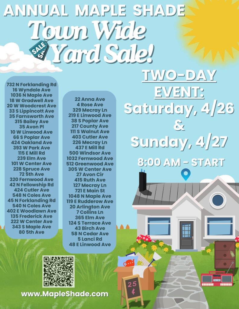 2025 Town Wide Yard Sale – NEW Two-Day Event – Maple Shade Township