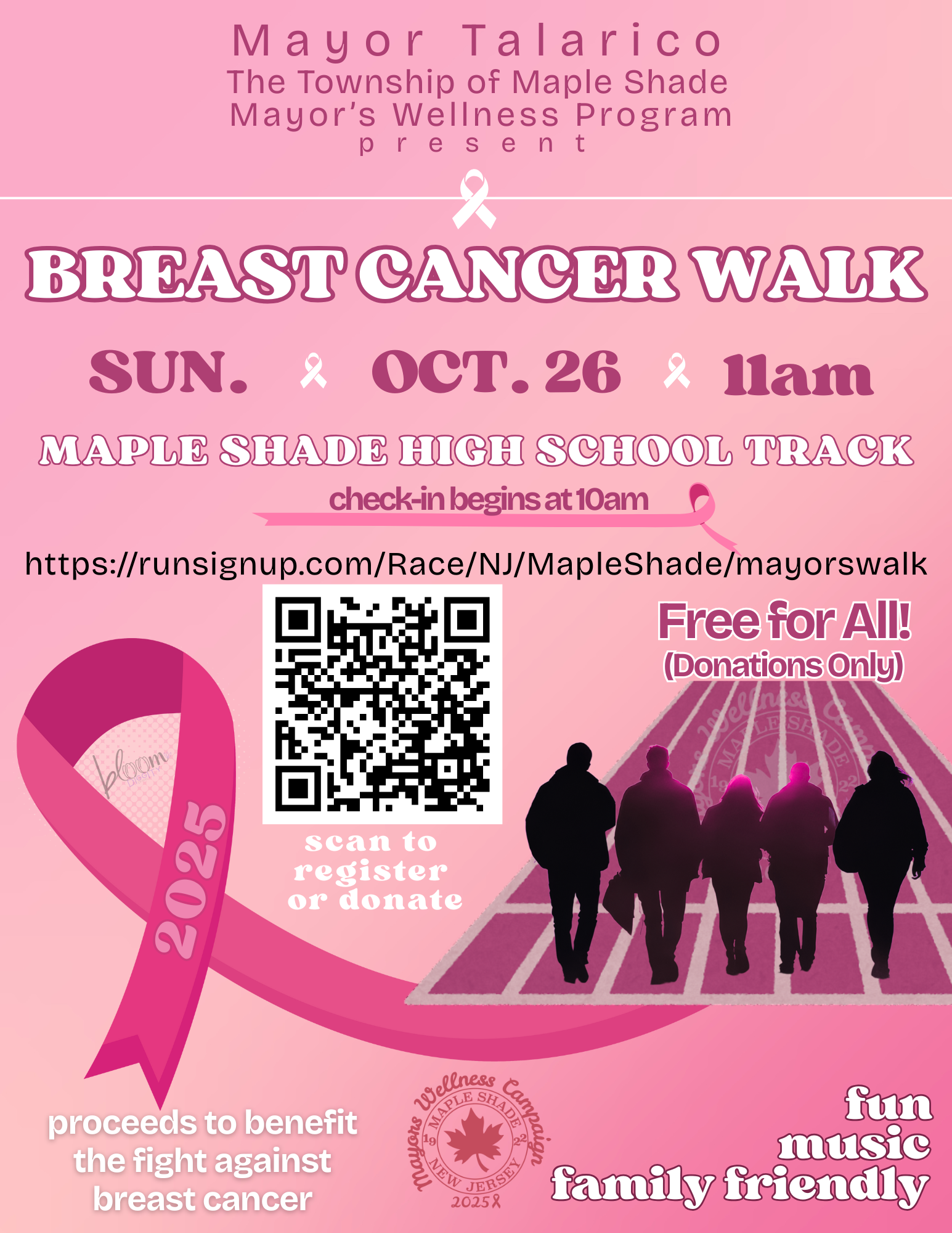 Mayor’s Wellness Program Breast Cancer Walk – Maple Shade Township